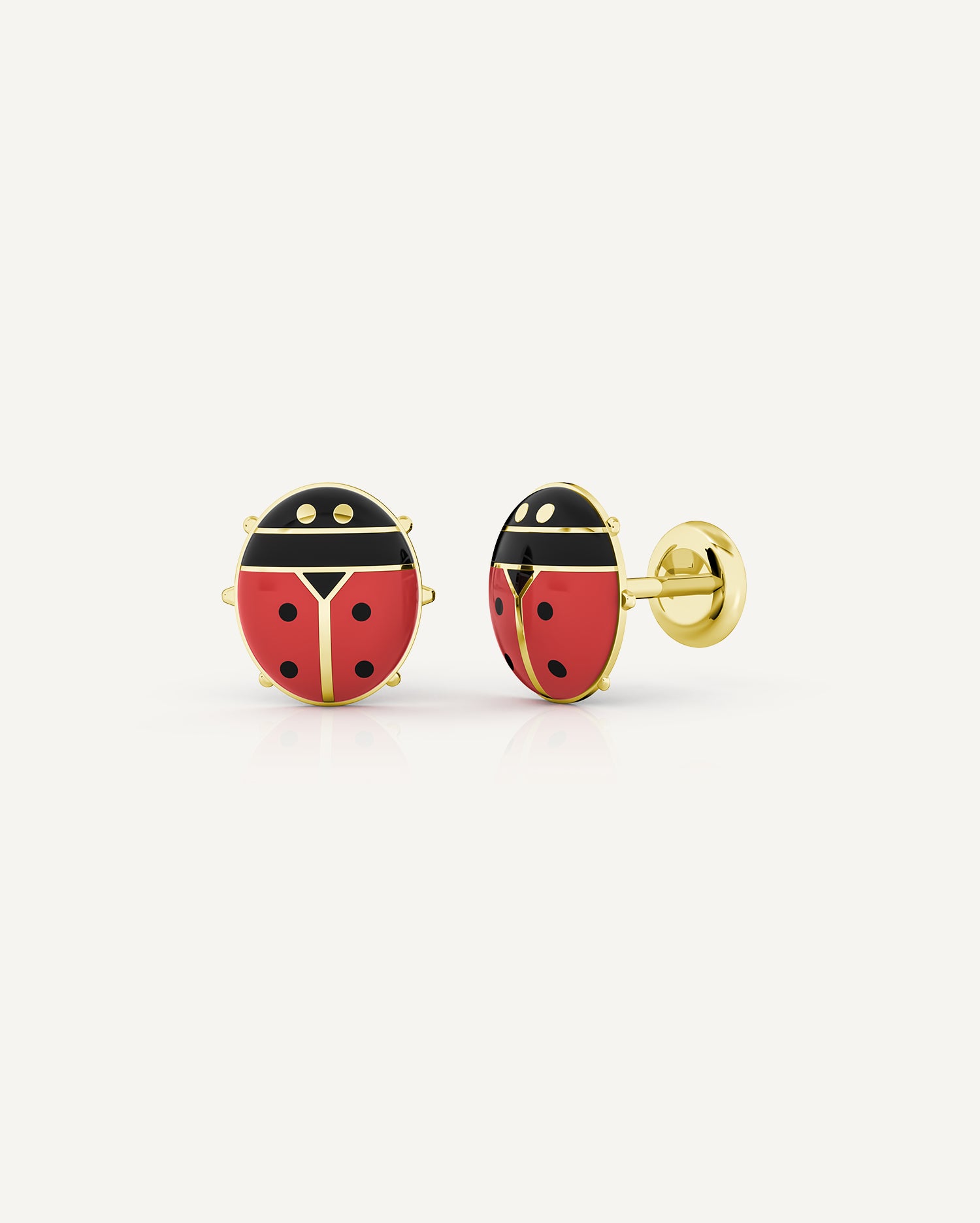 Ladybug 18K Yellow Gold and Enamel Kids Earring – Luxsso